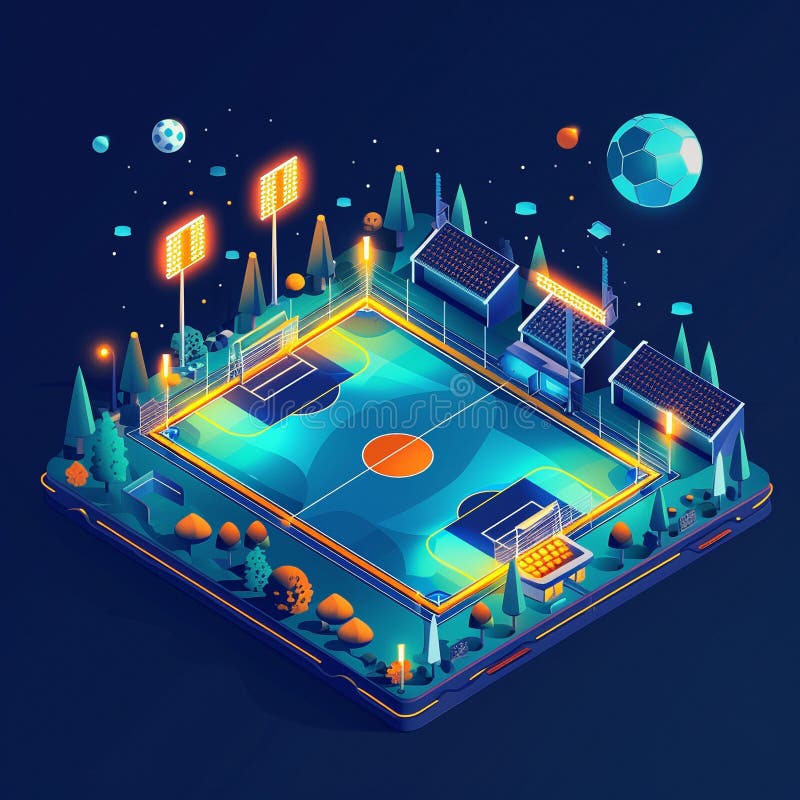 Project Teamwork in Sports . Isometric Illustration Stock Image - Image ...