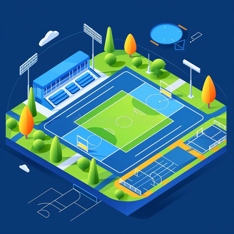 Project Teamwork in Sports . Isometric Illustration Stock Image - Image ...