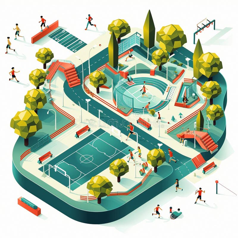 Project Teamwork in Sports . Isometric Illustration Stock Illustration ...