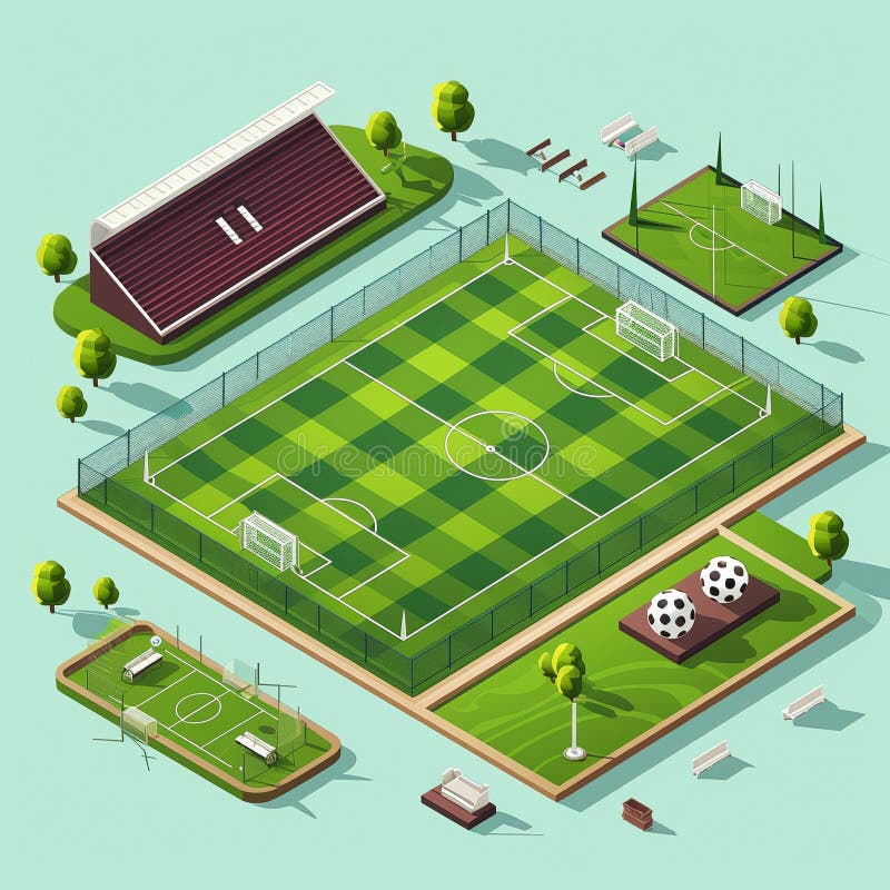 Project Teamwork in Sports . Isometric Illustration Stock Photo - Image ...