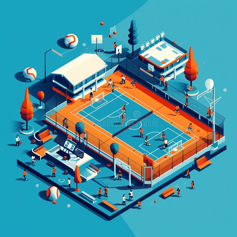Project Teamwork in Sports . Isometric Illustration Stock Image - Image ...