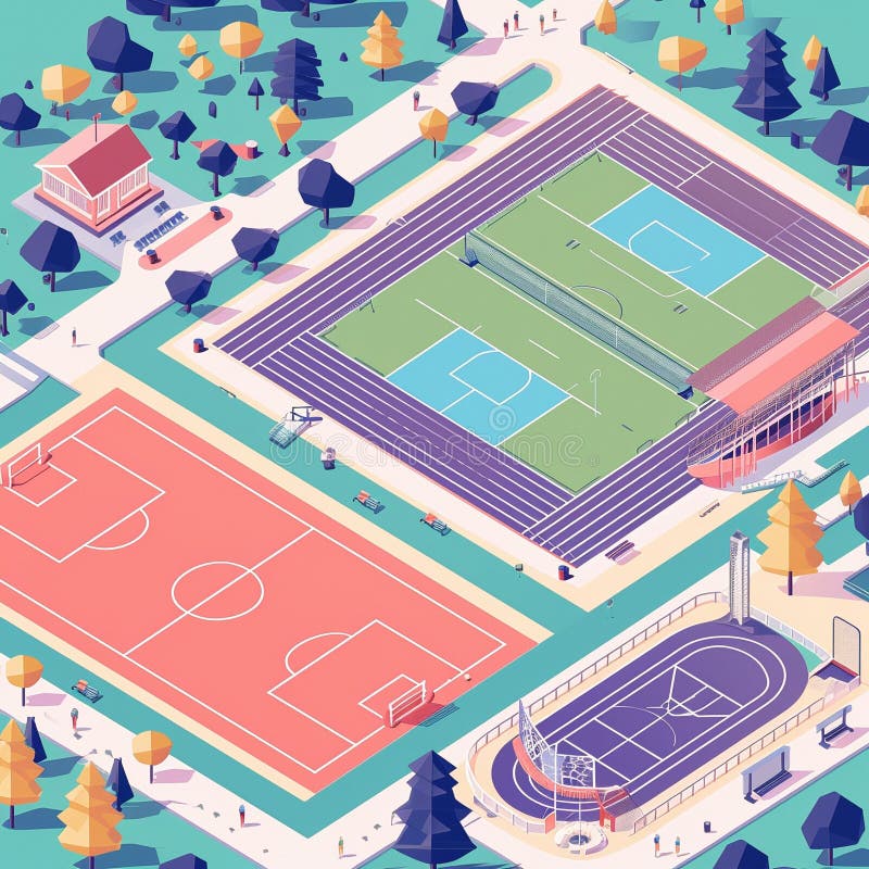 Project Teamwork in Sports . Isometric Illustration Stock Image - Image ...