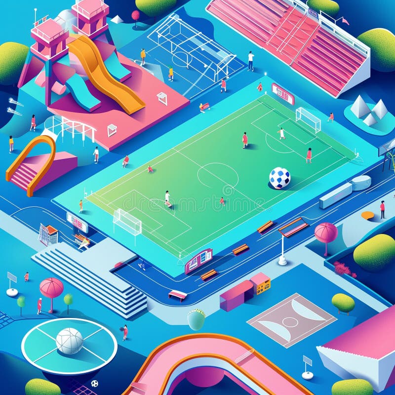 Project Teamwork in Sports . Isometric Illustration Stock Image - Image ...