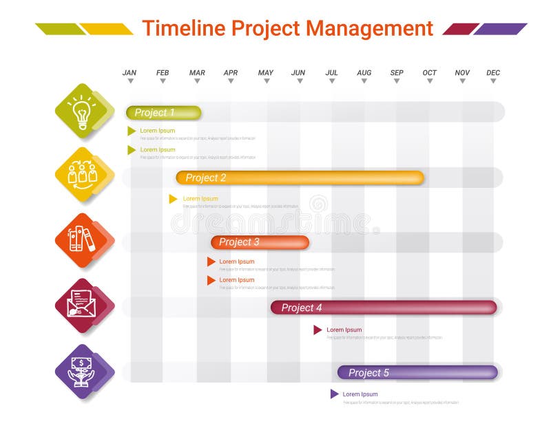 Project Schedule Year Chart, Overview Planning Timeline Vector Diagram ...