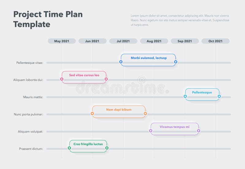 Project Time Plan Business Template with Six Project Tasks in Time ...