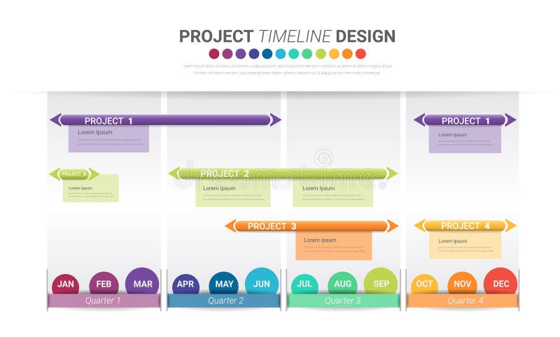 Project Timeline Graph for 12 Months, 1 Year, All Month Planner Design ...