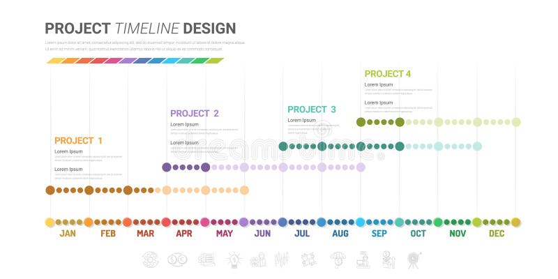 Project Timeline Graph for 12 Months, 1 Year, All Month Planner Design ...