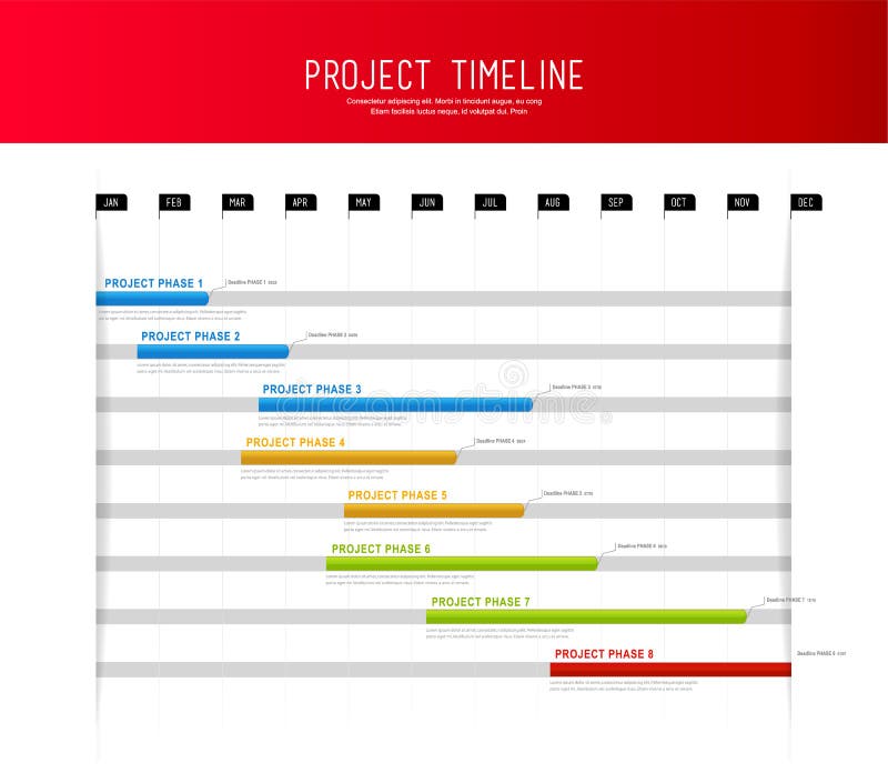 Project Timeline Graph Vector Illustration Background with Colorful ...