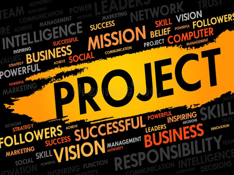 PROJECT word cloud stock illustration. Illustration of idea - 200167247