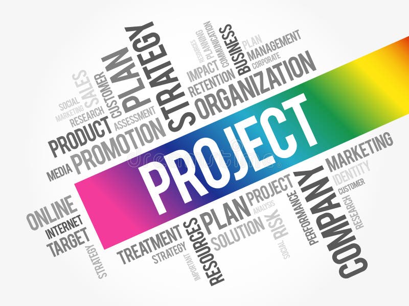 Project word cloud collage stock illustration. Illustration of ...