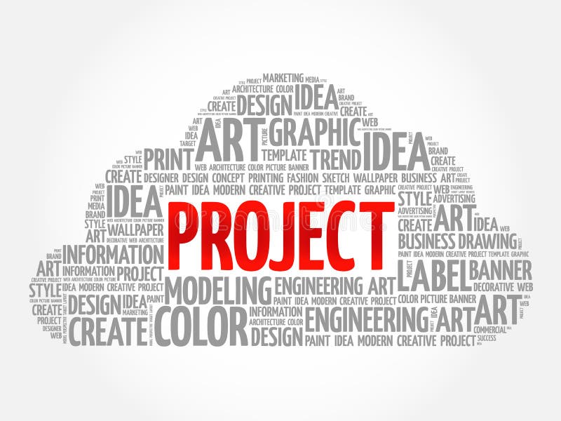 PROJECT word cloud stock illustration. Illustration of phase - 205814551