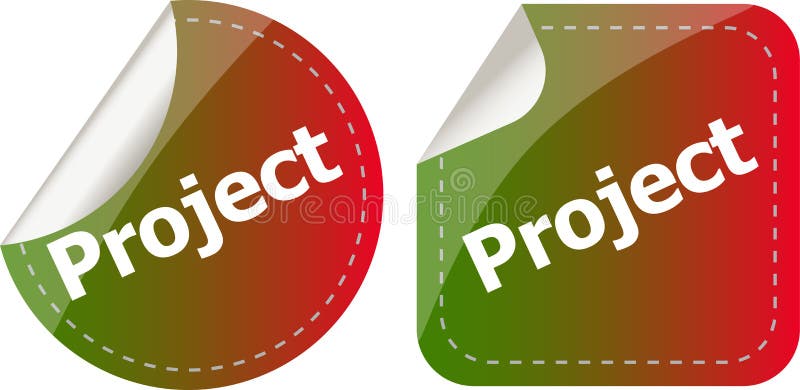 Project Word. Stickers Set, Web Icon Button Isolated on White Stock ...