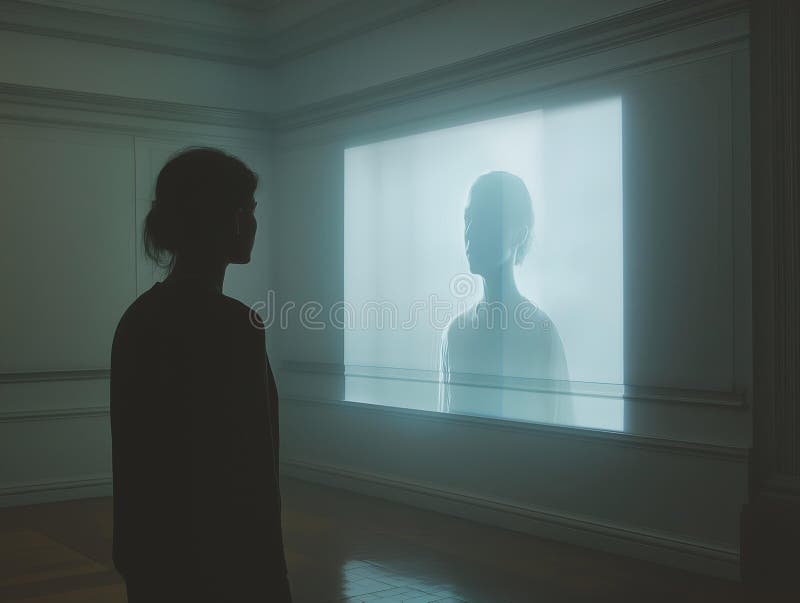 Projected Figure, Muted Light, Empty Room, Minimalist Setting, Subtle ...