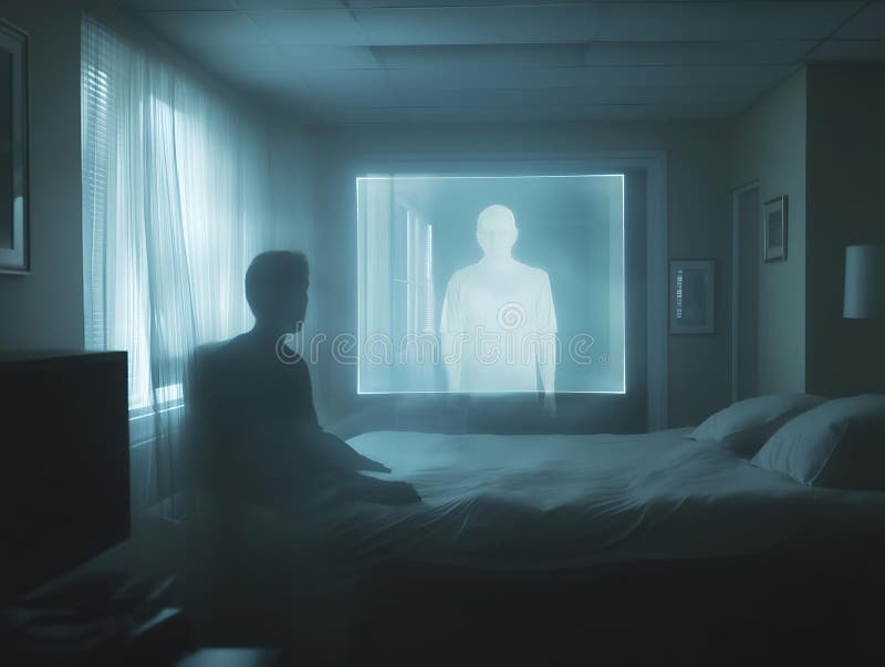 Projected Figures, Muted Light, Empty Room, Minimalist Setting, Subtle ...