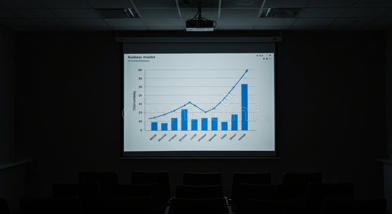 Projected Graph in a Dimly Lit Room Showing a Bar and Line Chart with a ...