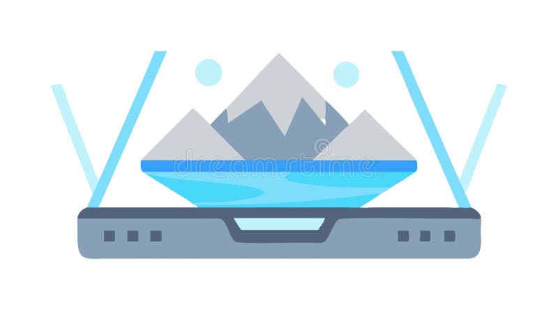 Projected Mountain Scene: Augmented Reality Landscape, Vector Design ...