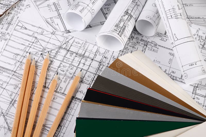 Projecten Van Huizen Met Kleurenpalet Stock Afbeelding - Image of ...