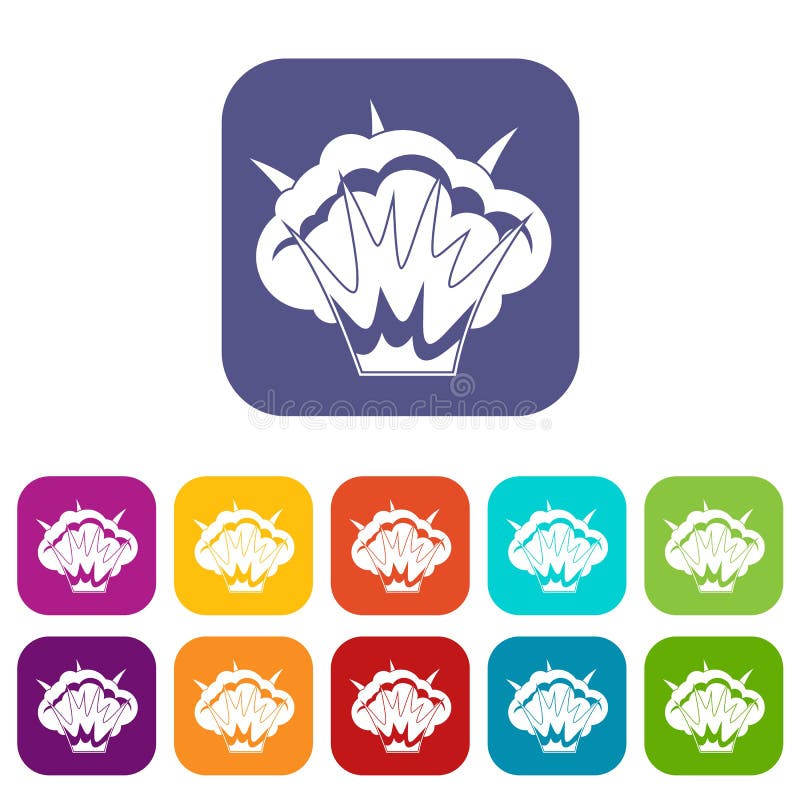 Projectile Explosion Icons Set Flat Stock Vector - Illustration of fire ...
