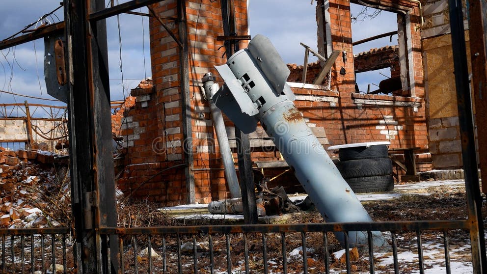 A Shell from a Multiple Launch Rocket System Got Stuck in the Ground ...