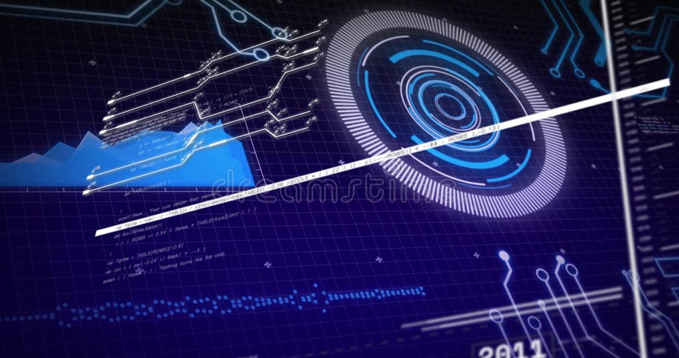 Projecting Holographic Circular Interface Rotating Over Grid in ...