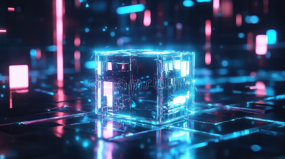 Projection beaming 3d cube stock illustration. Illustration of geometry ...