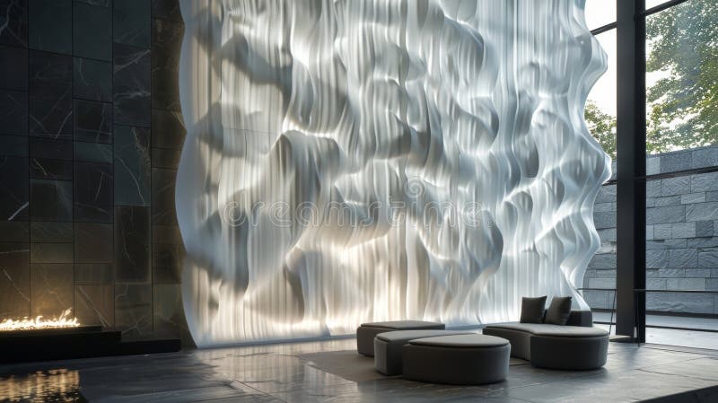 A Projection of Cascading Fabric Patterns Illuminates the Walls Adding ...