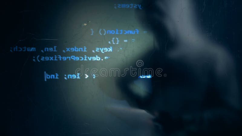 Projection of a Computer Display and a Blurred Silhouette of a Male ...