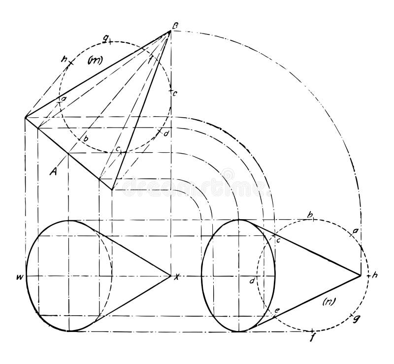 Projection of Cone Vintage Illustration Stock Vector - Illustration of ...