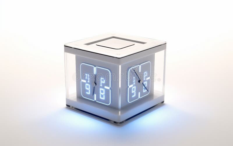 Projection Cube Alarm Clock Isolated on White Background. Stock ...