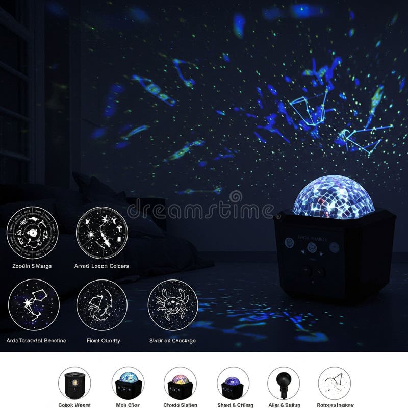 Projection Device Displaying Constellations on a Wall. the Device is a ...