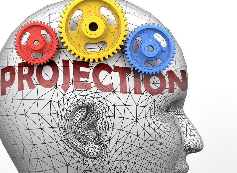 Projection And Human Mind Pictured As Word Projection Inside A Head