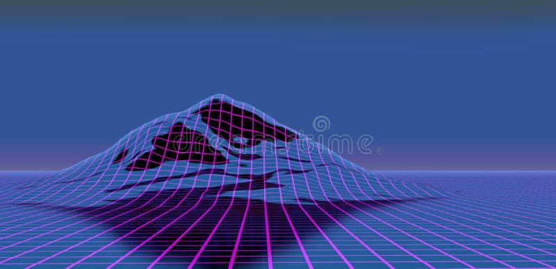 Projection of Light Grid Onto Mountain Topography Stock Illustration ...