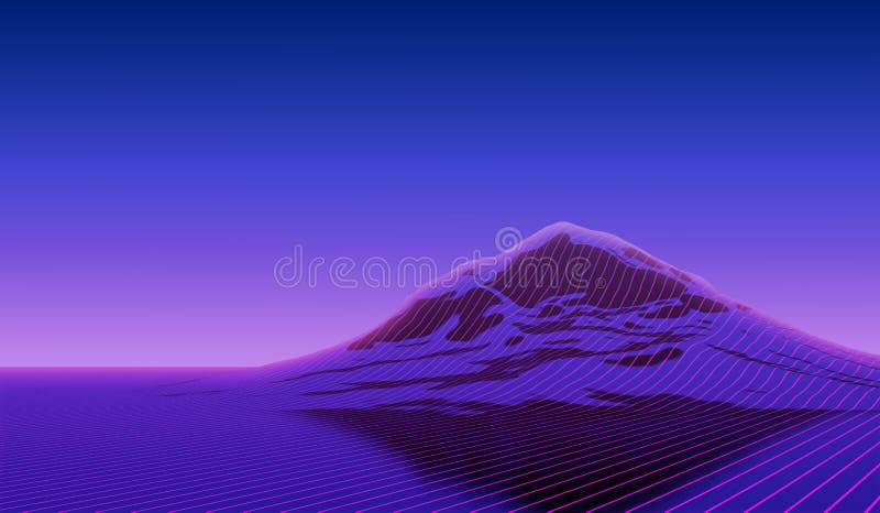 Projection of Light Grid Onto Mountain Topography Stock Illustration ...