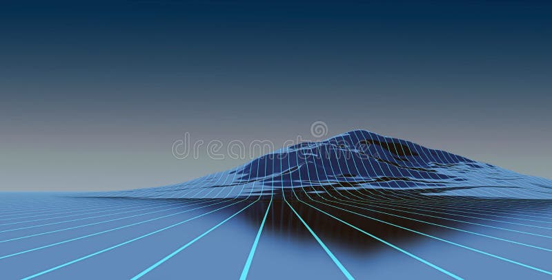 Projection of Light Grid Onto Mountain Topography Stock Illustration ...