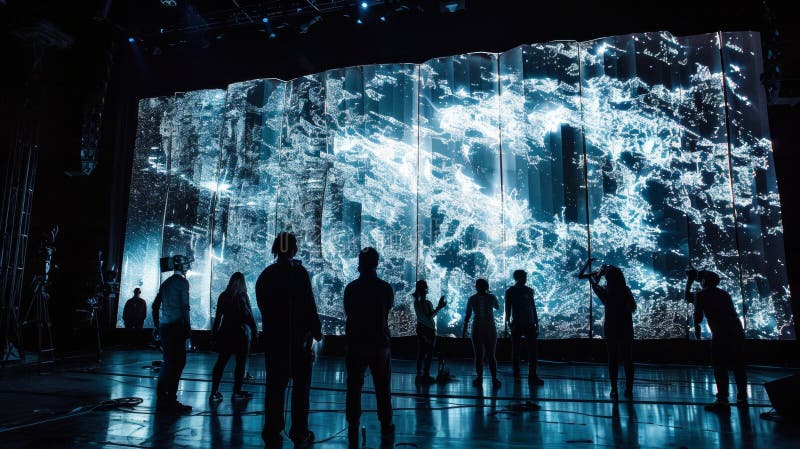 A Projection Mapping Display Covers a Giant Screen Behind a Stage ...