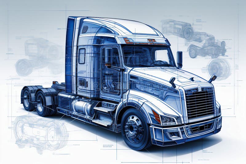 Projection of a Modern Truck or Truck. 3D Graphic Visualization Shows ...