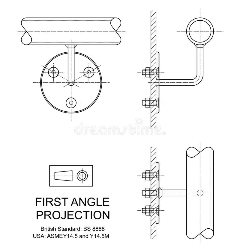 Projection Orthographique De Premier Angle Illustration de Vecteur ...
