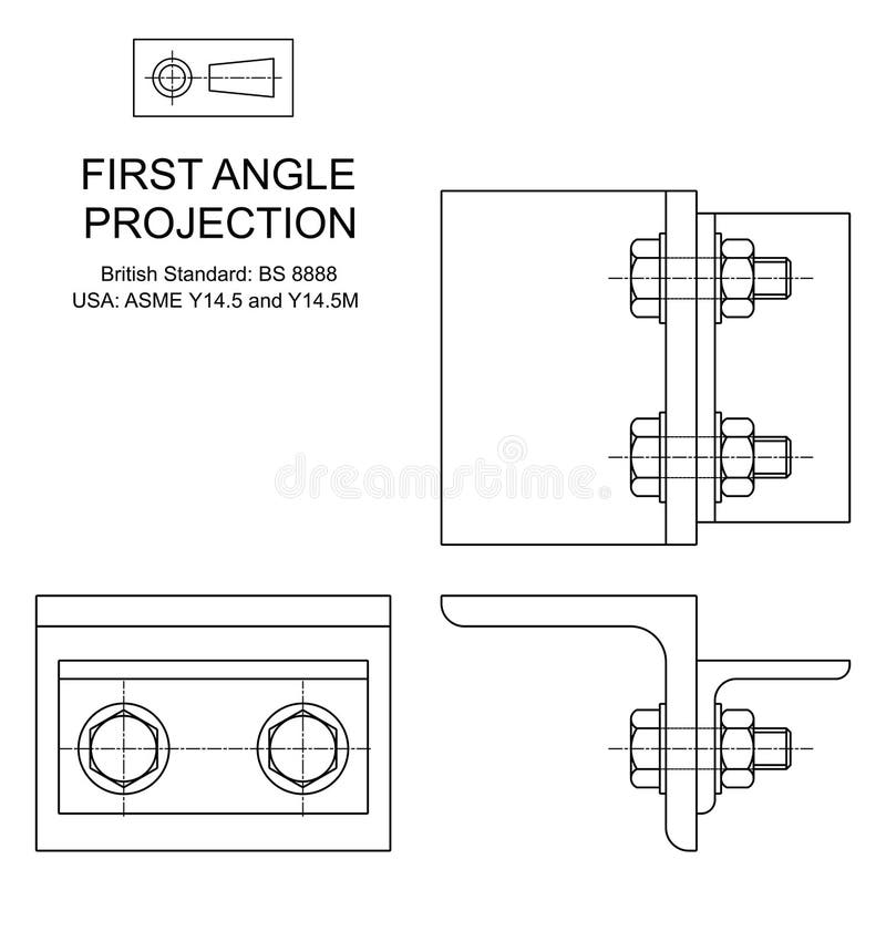 Projection Orthographique De Premier Angle Illustration de Vecteur ...
