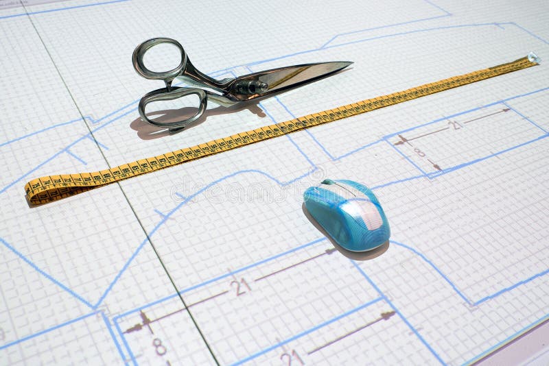 Projection of a Pattern for a Jacket on a Table Stock Image - Image of ...