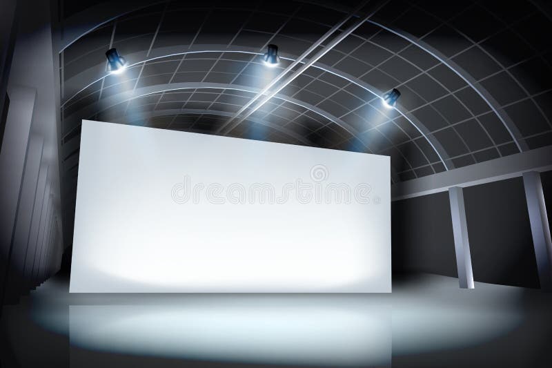 Projection Screen in the Gallery. Vector Illustration. Stock Vector ...