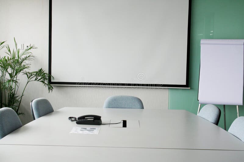 Projection Screen in the Boardroom with Overhead Projector Stock Image ...