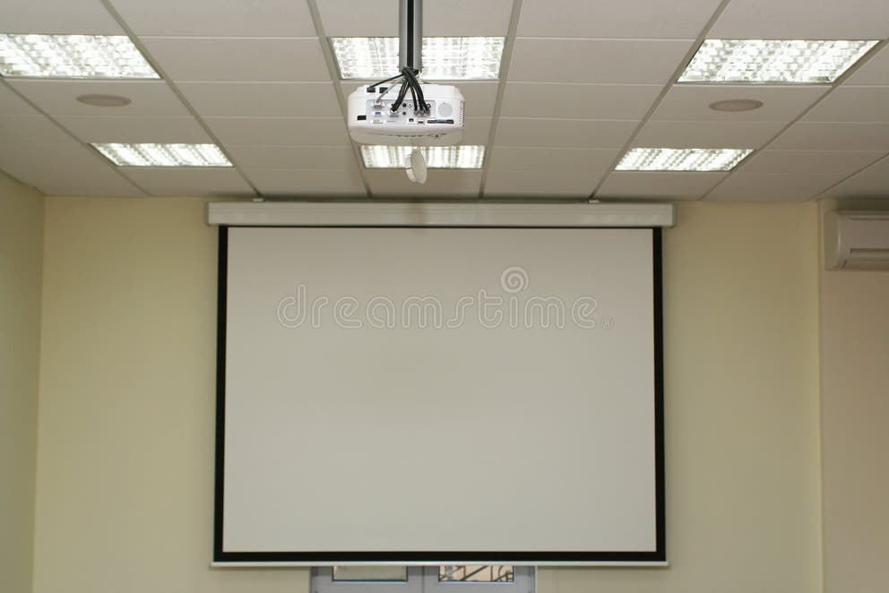 Projection Screen in the Boardroom with Overhead Projector Stock Image ...