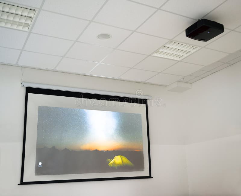 Projection Screen Canvas and Daylight Beamer, Copy Space Stock Image ...