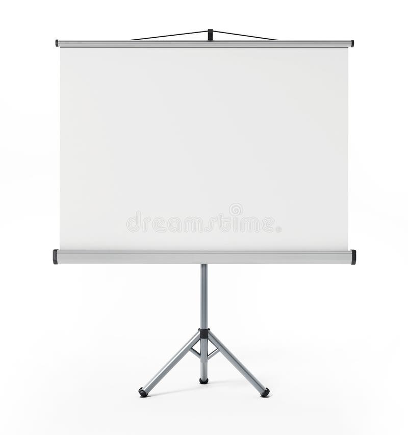 Projection Screen Isolated on White Background. 3D Illustration Stock ...