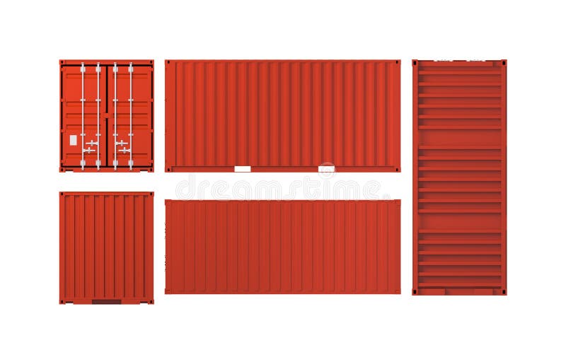 3d Red shipping container stock illustration. Illustration of port ...