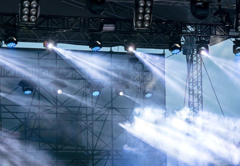 Projector Blue Light Rays Shining through SmokeÂ Stock Photo - Image of ...