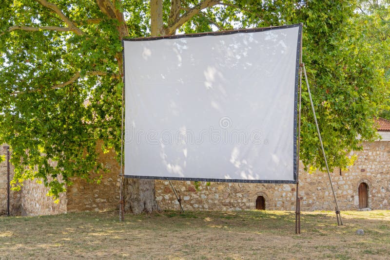Projector Canvas Screen stock photo. Image of park, space - 253422616