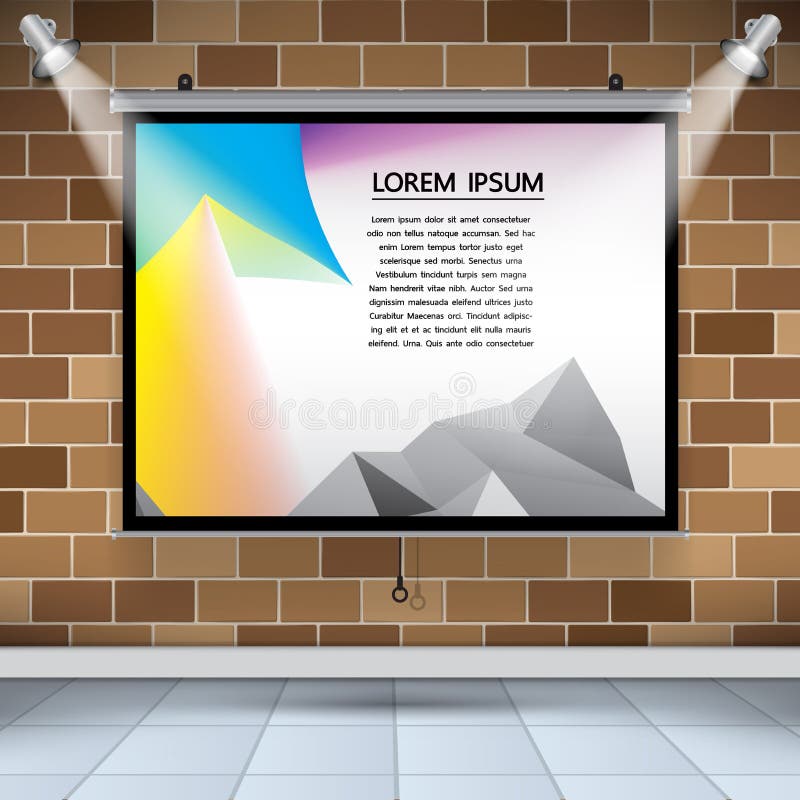 Projector Canvas, Wall Mounted in the Office with Abstract Geometric ...