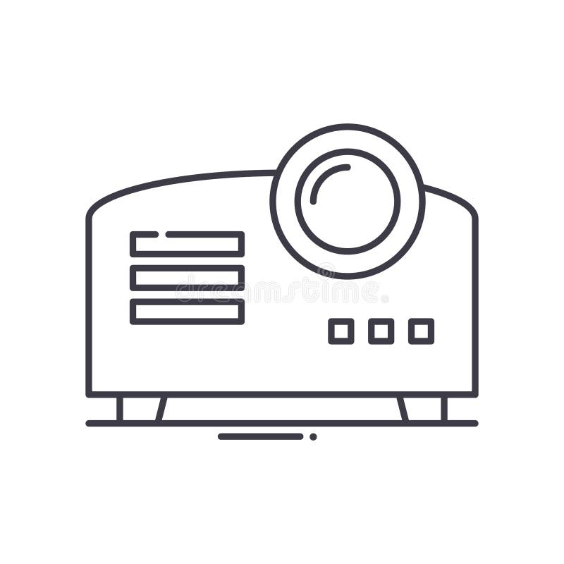 Projector Concept Icon, Linear Isolated Illustration, Thin Line Vector ...