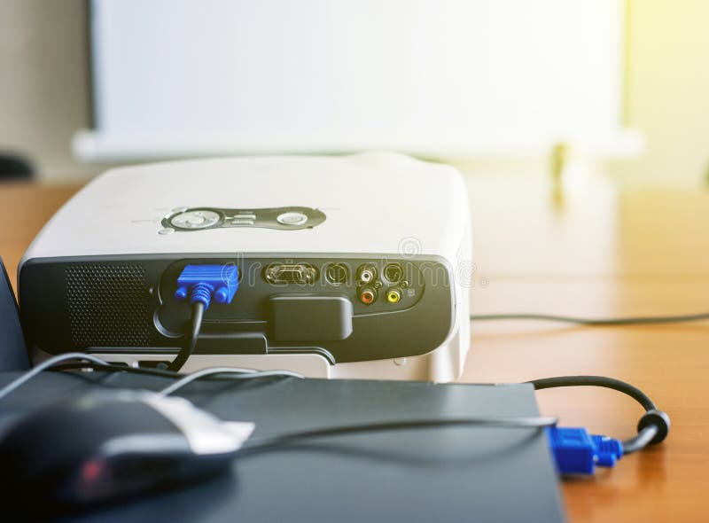 Projector Connected To Laptop in Presentation Room Stock Image - Image ...